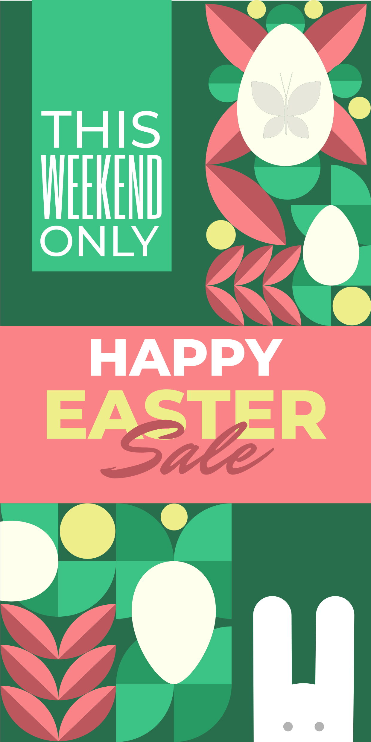 Red and Green Easter Sale Sign Template | Square Signs