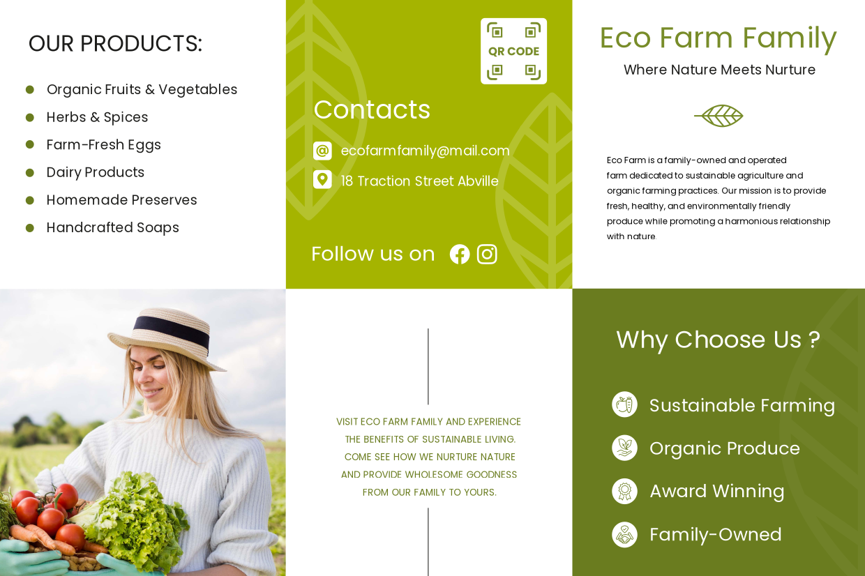 Green Eco Farm Family Brochure Template | Square Signs