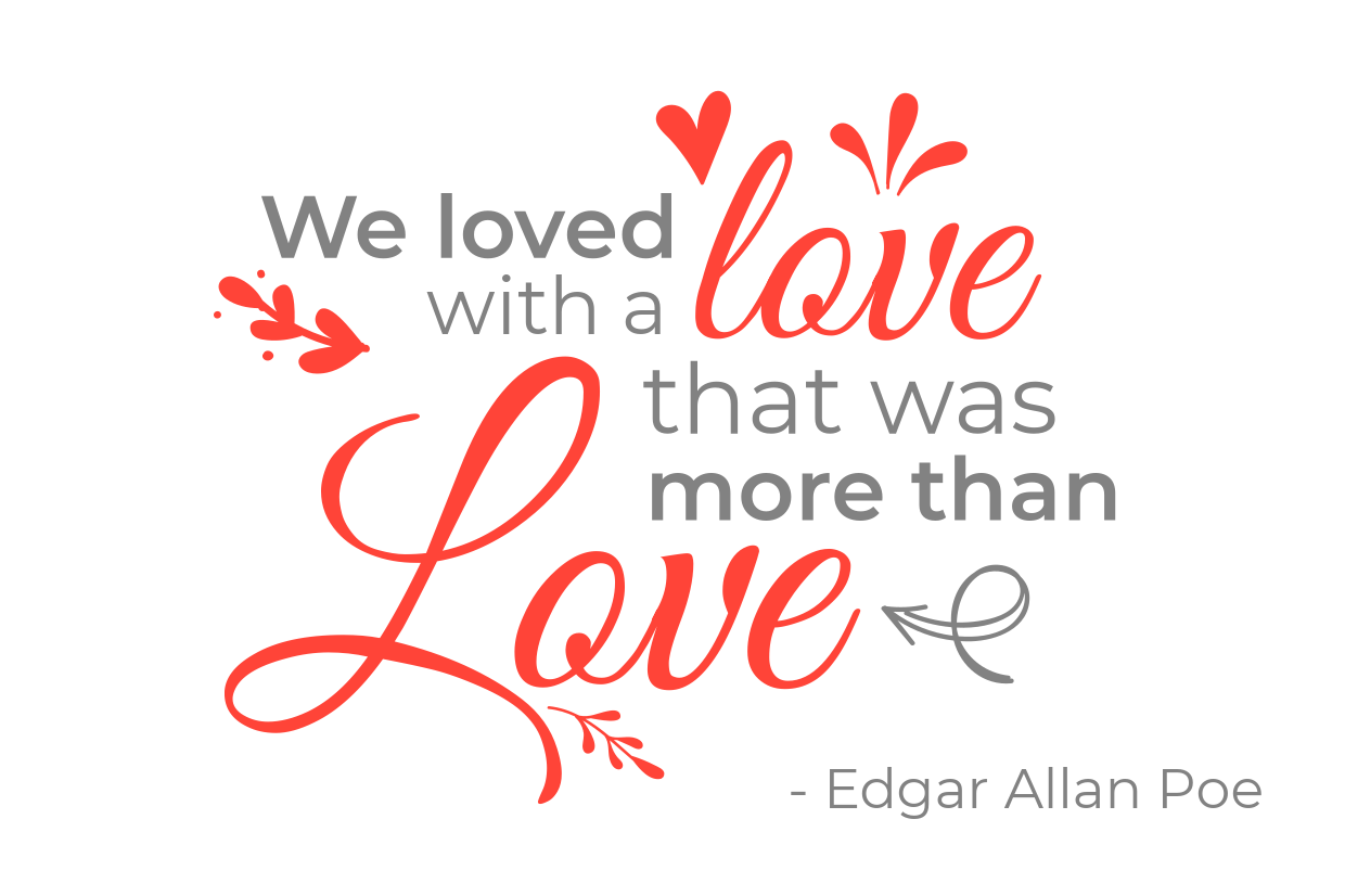 Grey and Red Edgar Allan Poe Love Quote Template | Square Signs