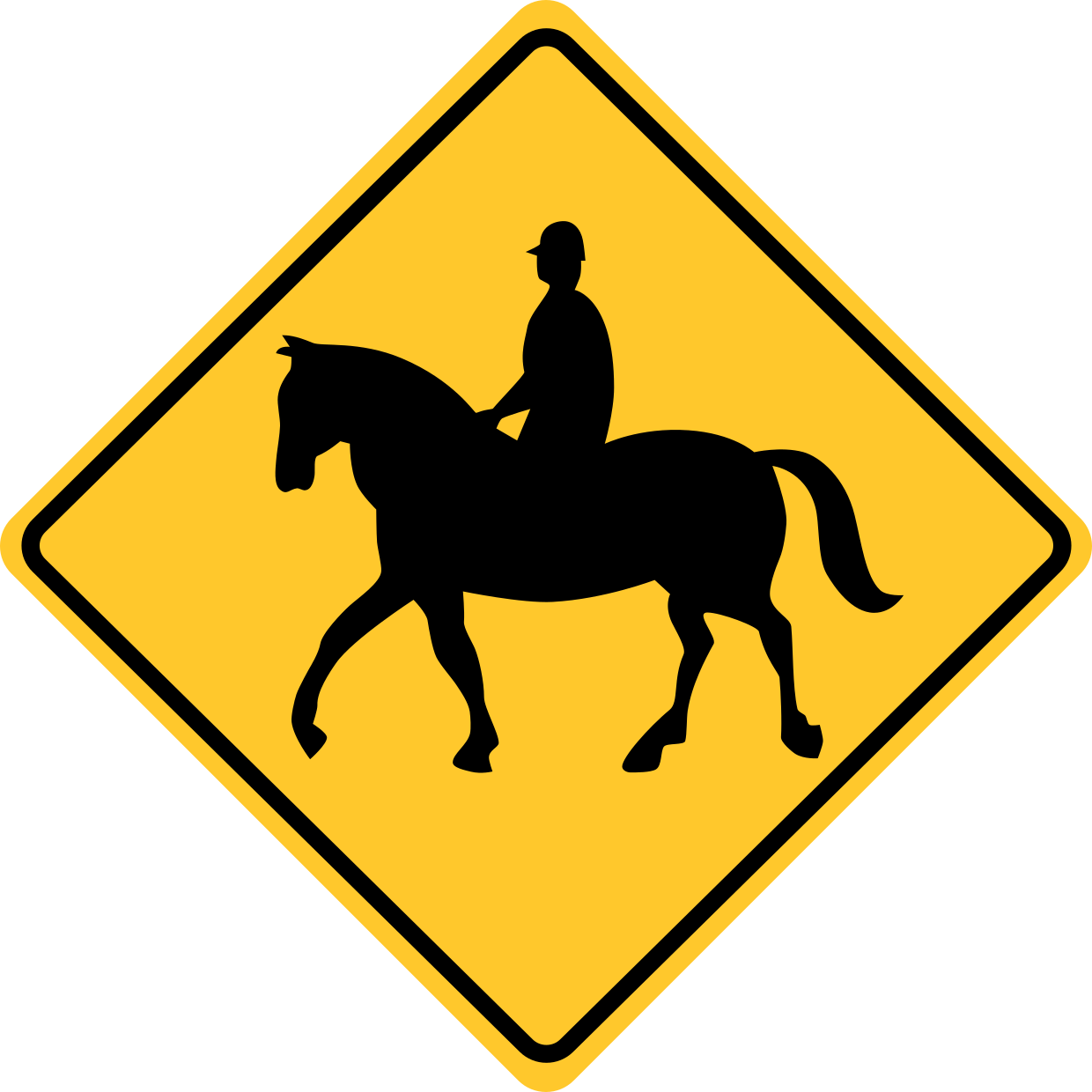 Black Equestrian on Bright Yellow Background Sign Template | Square Signs
