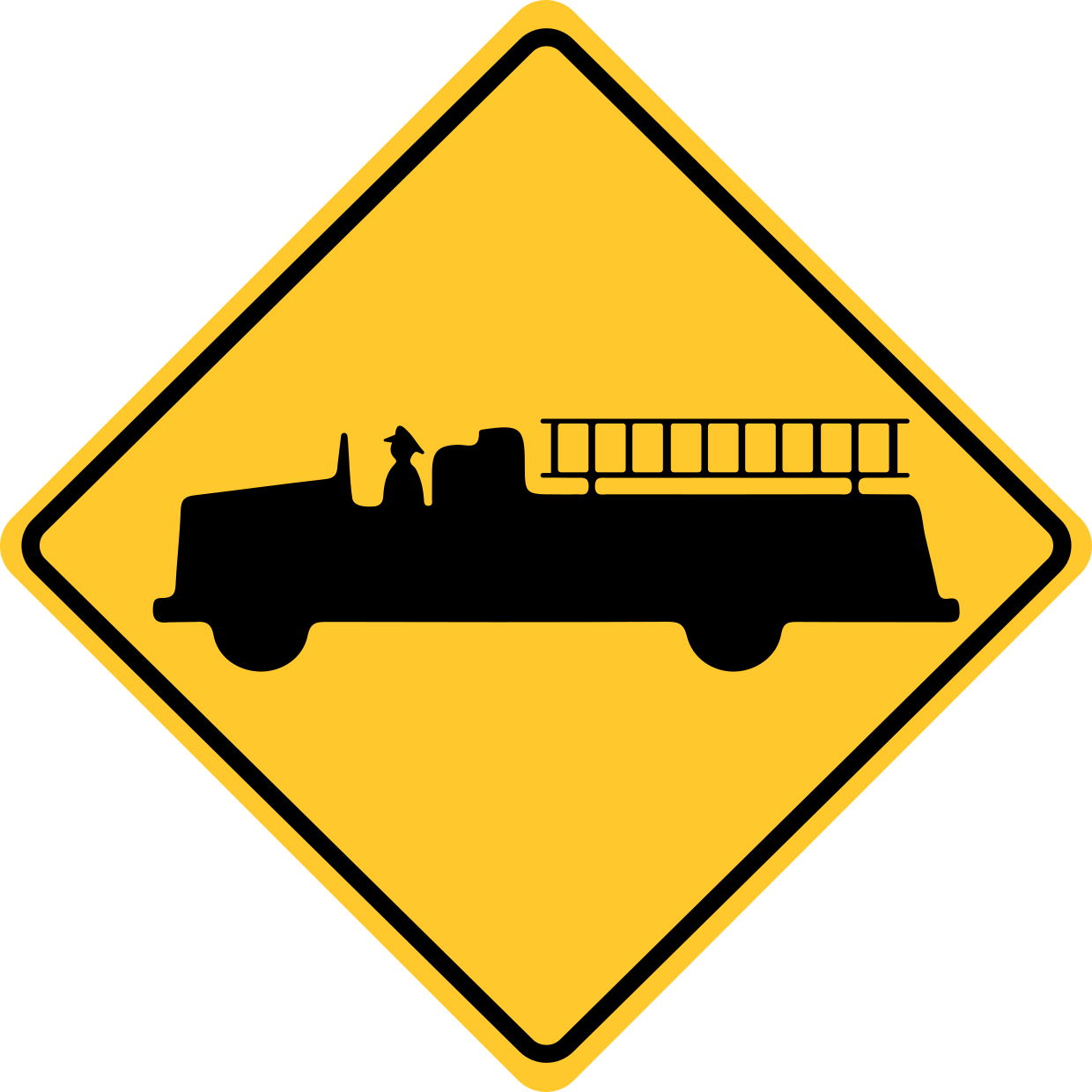 Vibrant Yellow Colored Fire Truck Sign Template | Square Signs