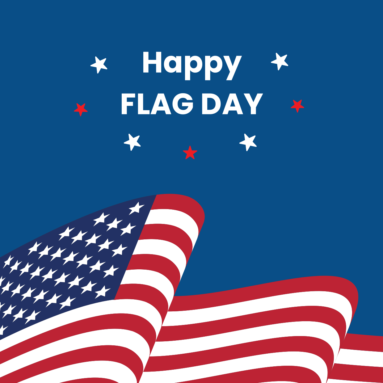 Vibrant Waving Flag and Stars Sign Template | Square Signs