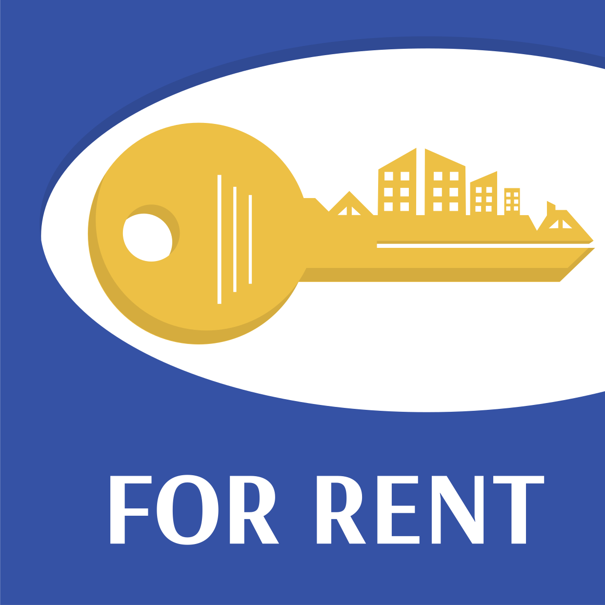 Gold Key, White Text and Blue Background For Rent Template | Square Signs