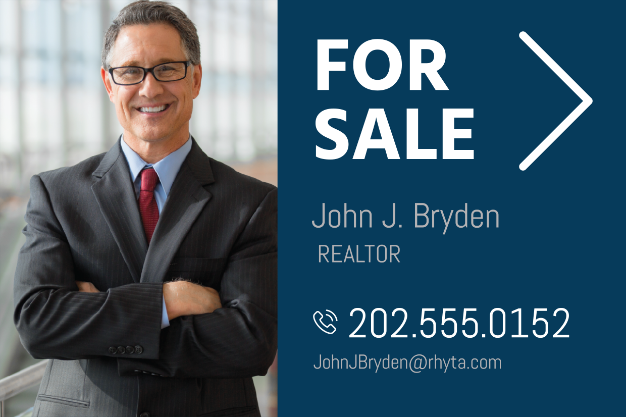 For Sale Text With Realtor Photograph Commercial Template | Square Signs