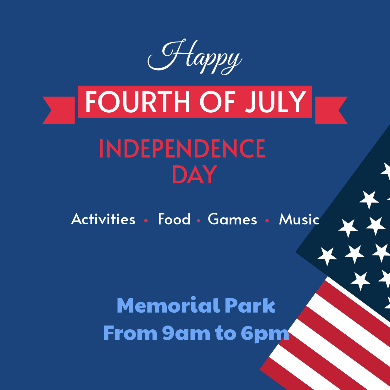 Event Invitation Details Independence Day Sign Template | Square Signs