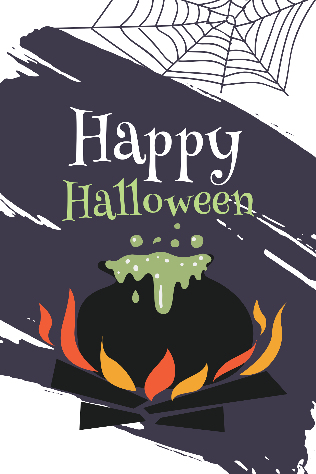 Cauldron on an Open Fire Halloween Sign Template | Square Signs