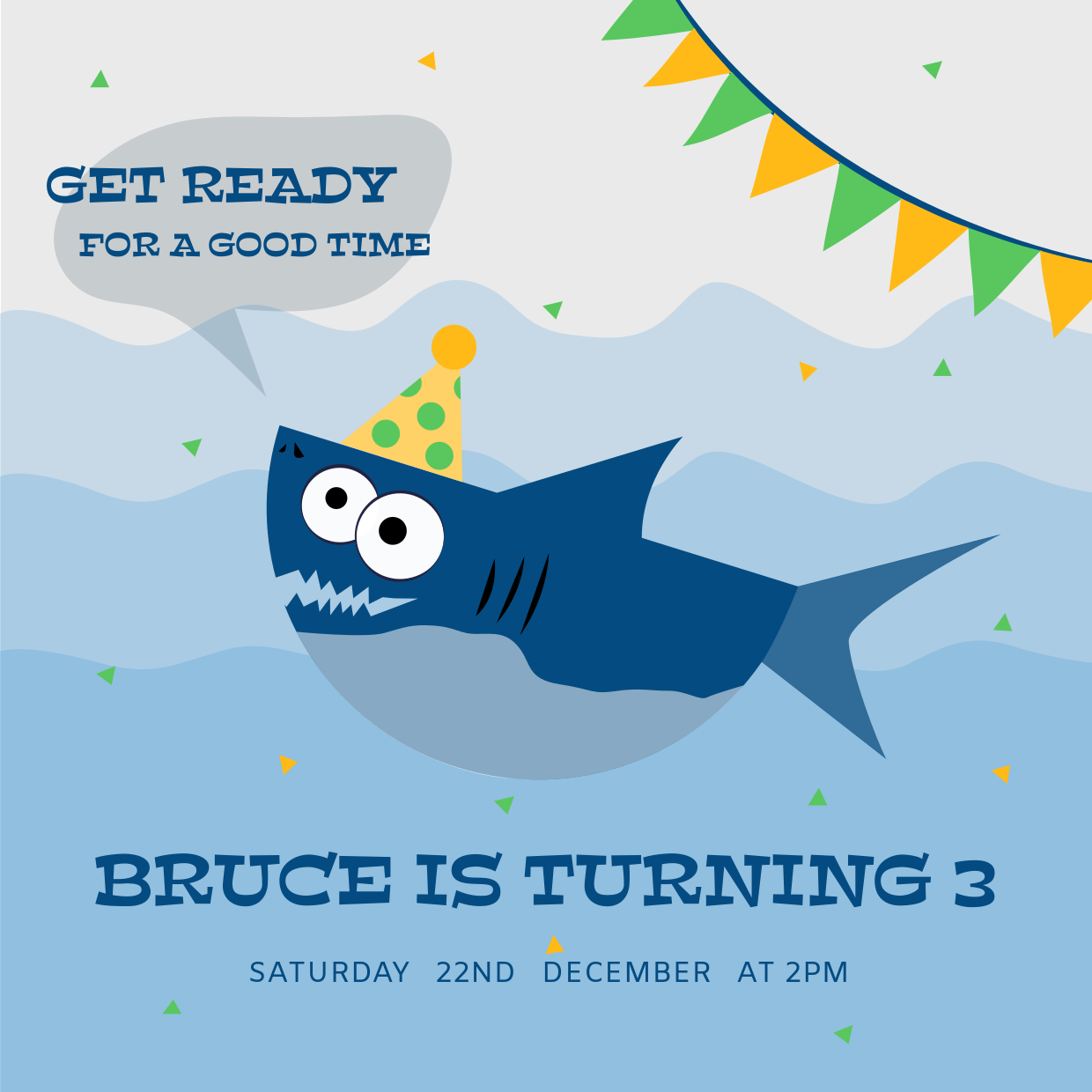 Personalized Baby Shark Birthday Sign Template | Square Signs