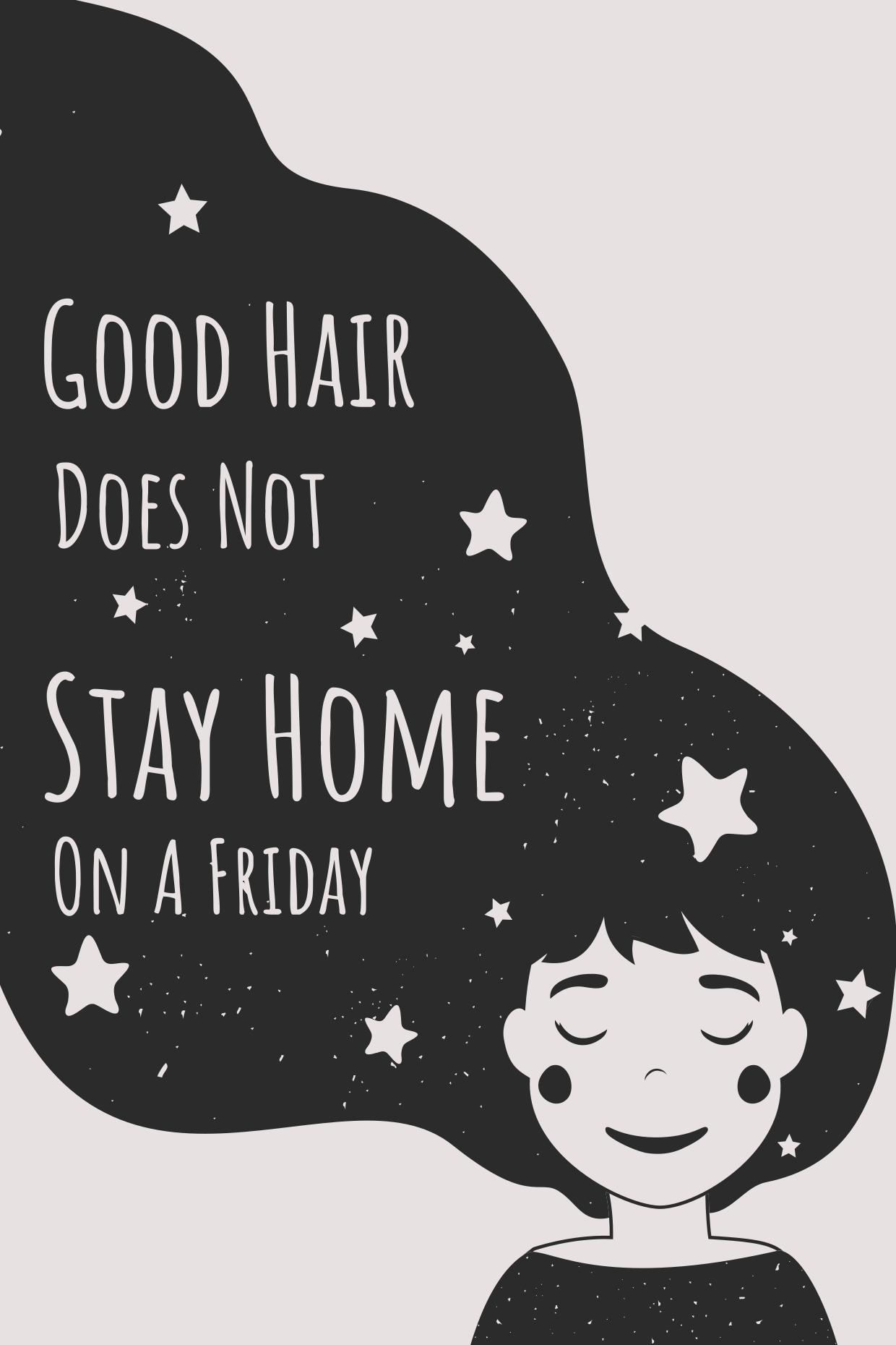 Black-Haired Girl With Go Out Message on Hair Sign Template | Square Signs