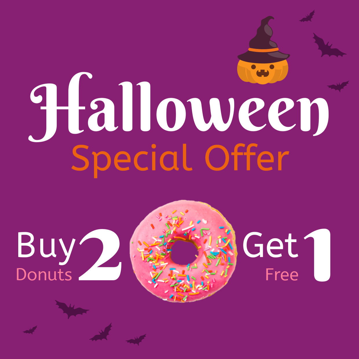 Purple Halloween Special Offer Sign Template | Square Signs
