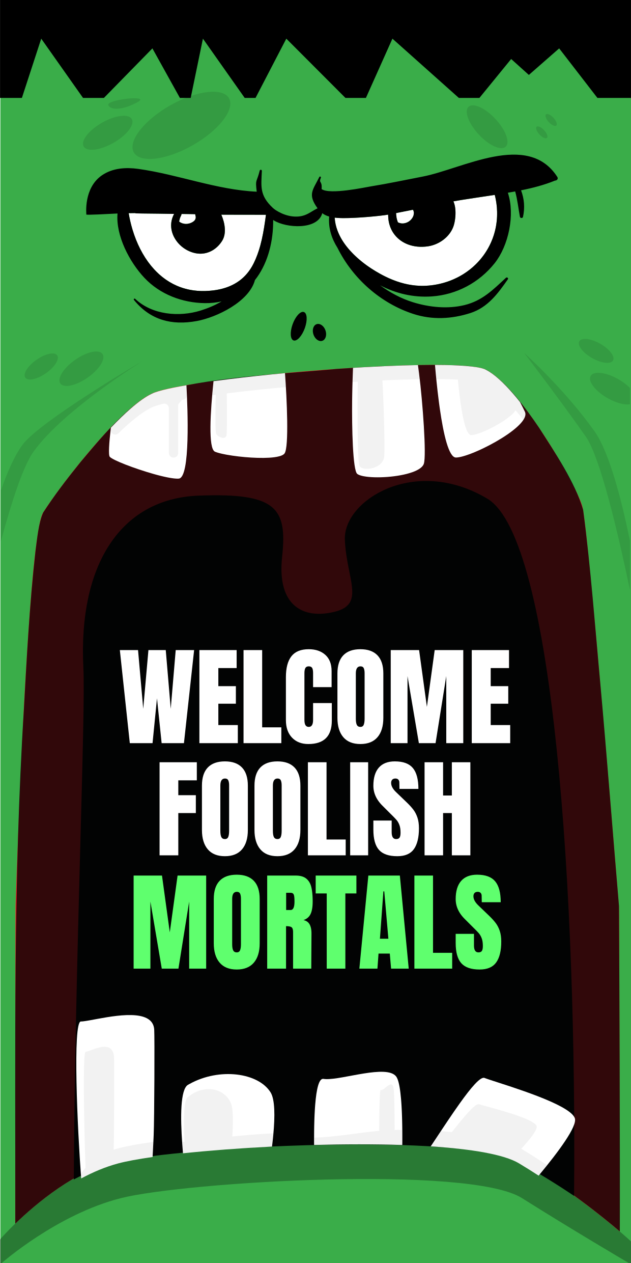 Huge Zombie Mouth Halloween Quote Sign Template | Square Signs