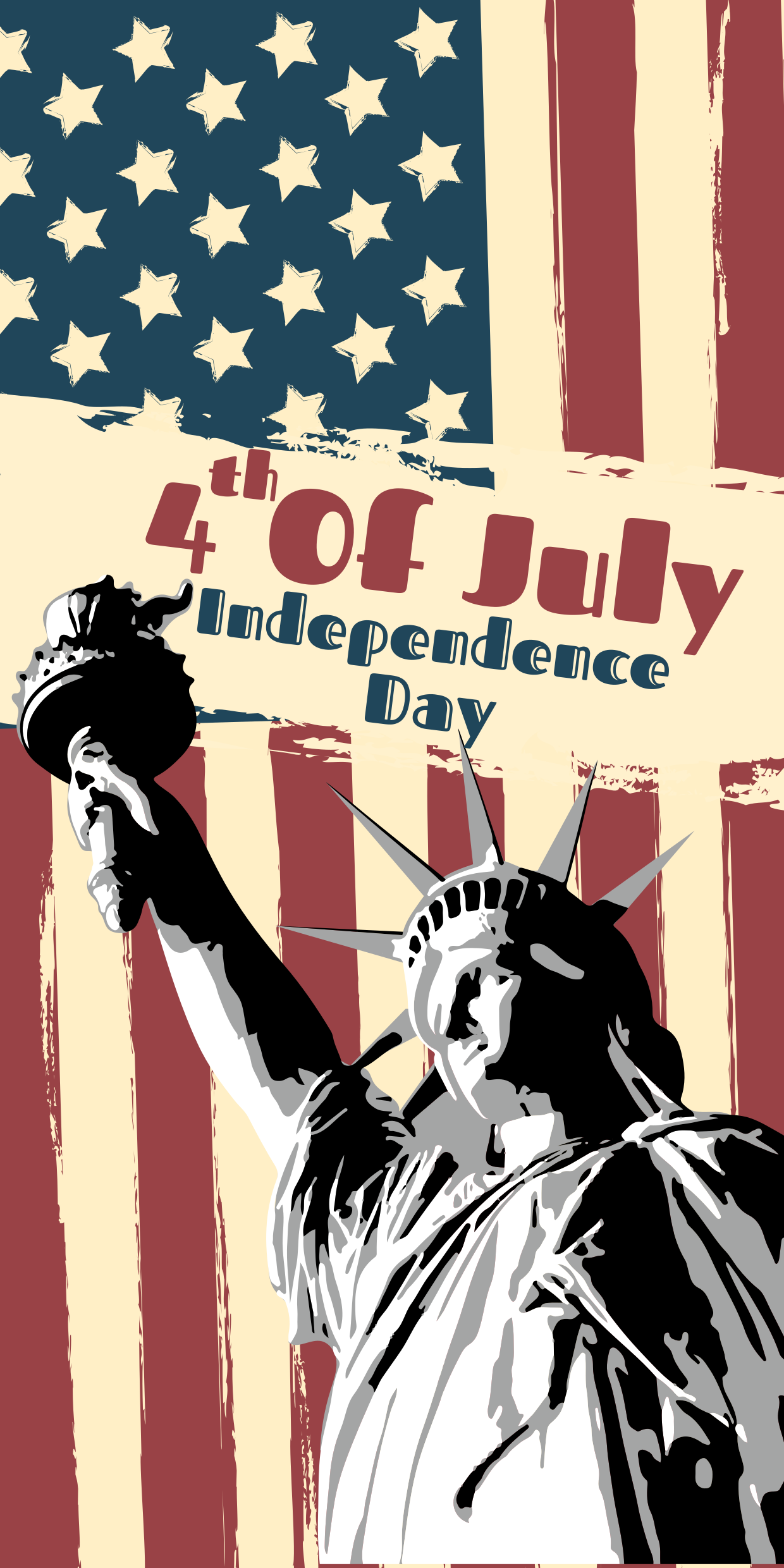 Statue of Liberty Vector Illustration 4th of July Template | Square Signs