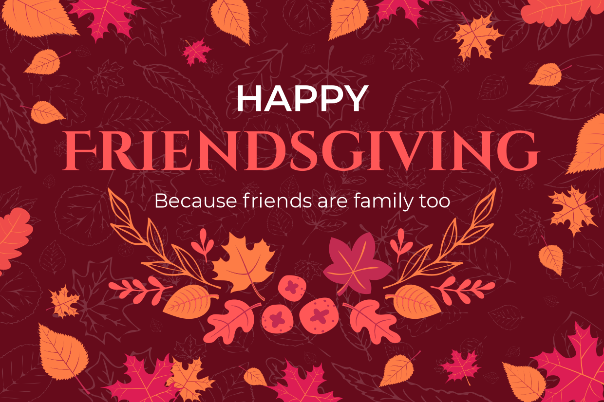 Auburn Fall Leaves Motif Friendsgiving Thanksgiving Template | Square Signs