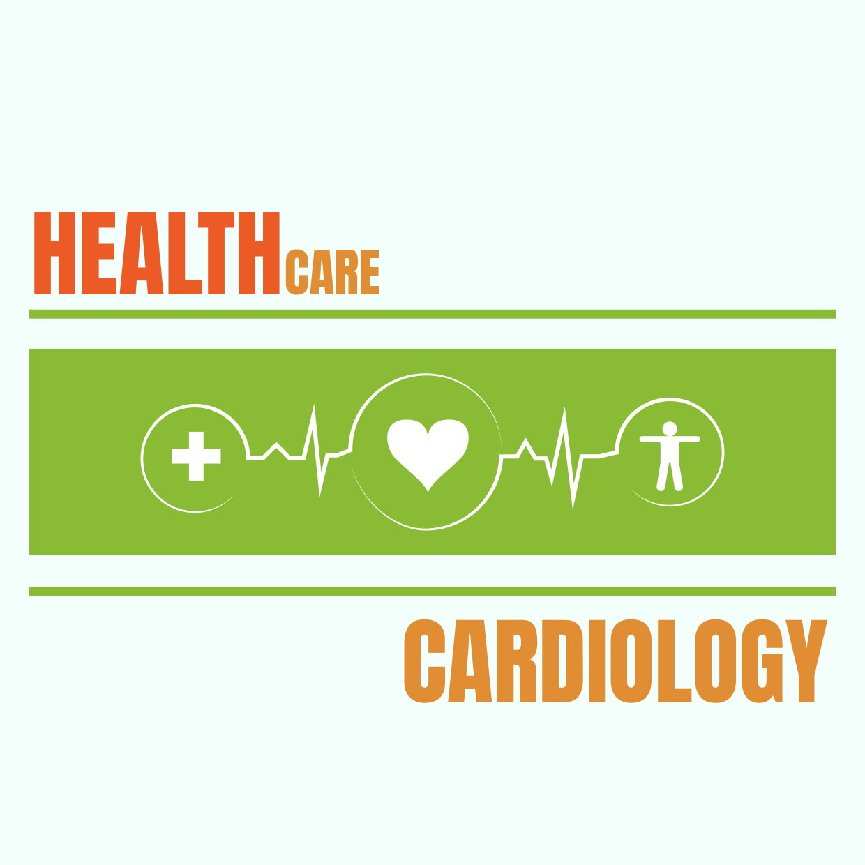 Cardiogram With Heart and Plus Sign Icon Healthcare Template | Square Signs
