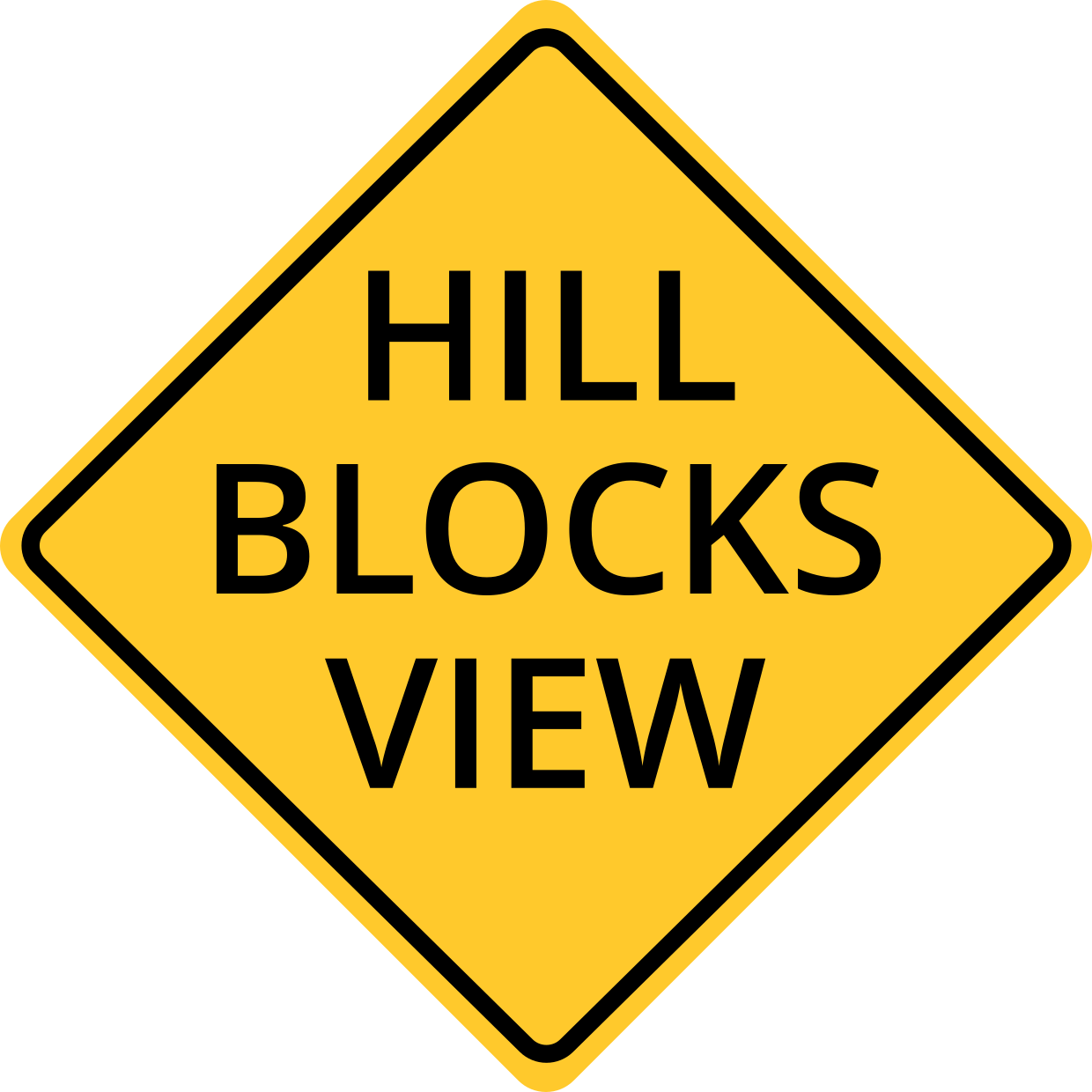 Yellow and Black Hill Blocks View Sign Template | Square Signs