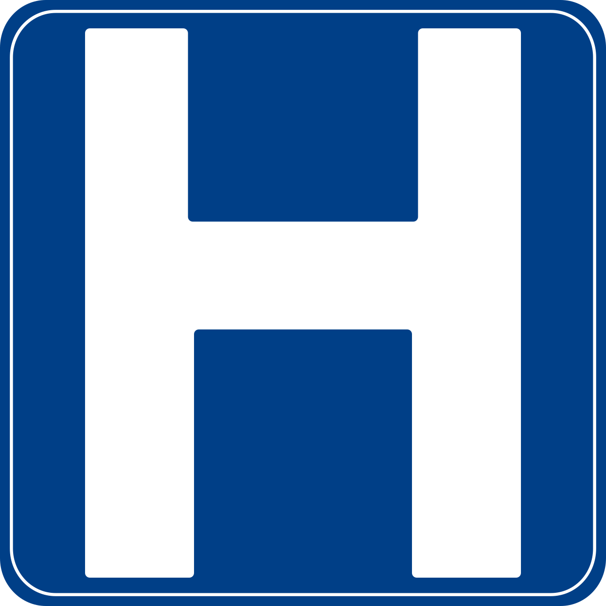 Square Shaped Dark Blue Hospital Sign Template | Square Signs