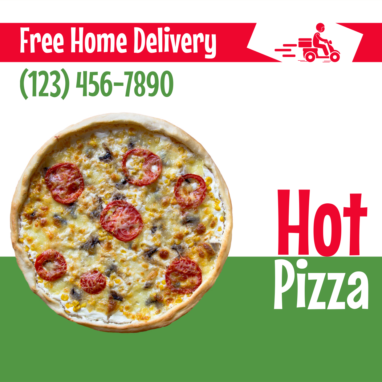 Pizza Restaurant Free Home Delivery Sign Template | Square Signs