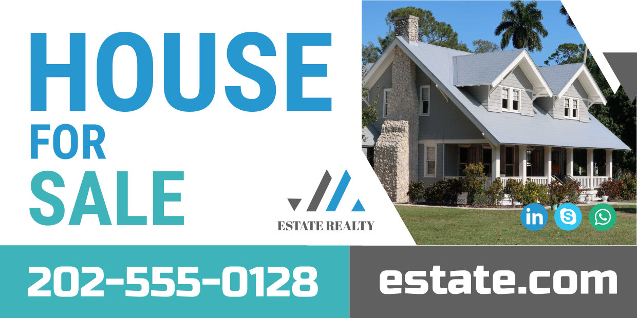 Estate Realty House For Sale Property Sign Template | Square Signs