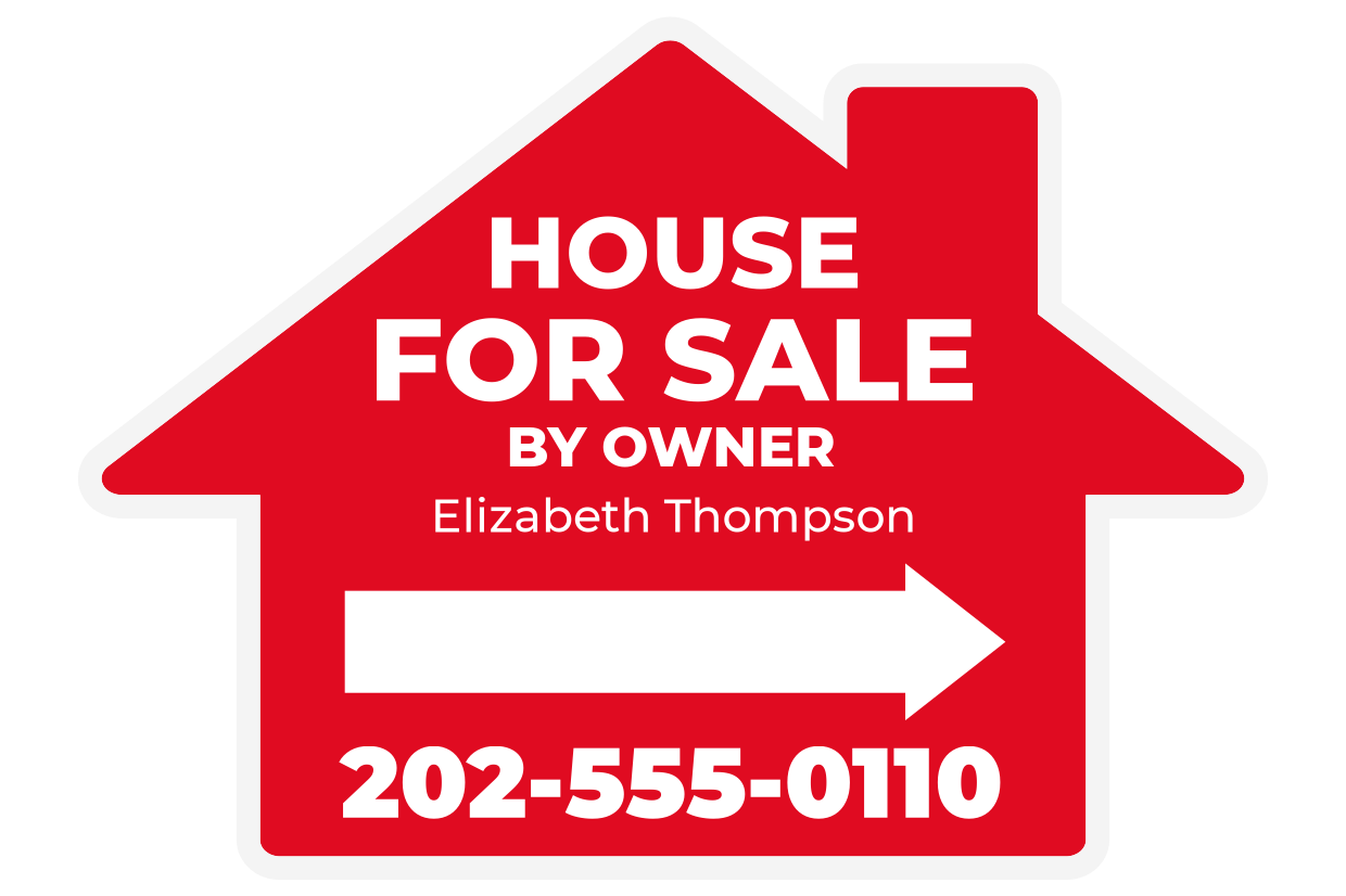 Red and White House Shapes For Sale Sign Template | Square Signs