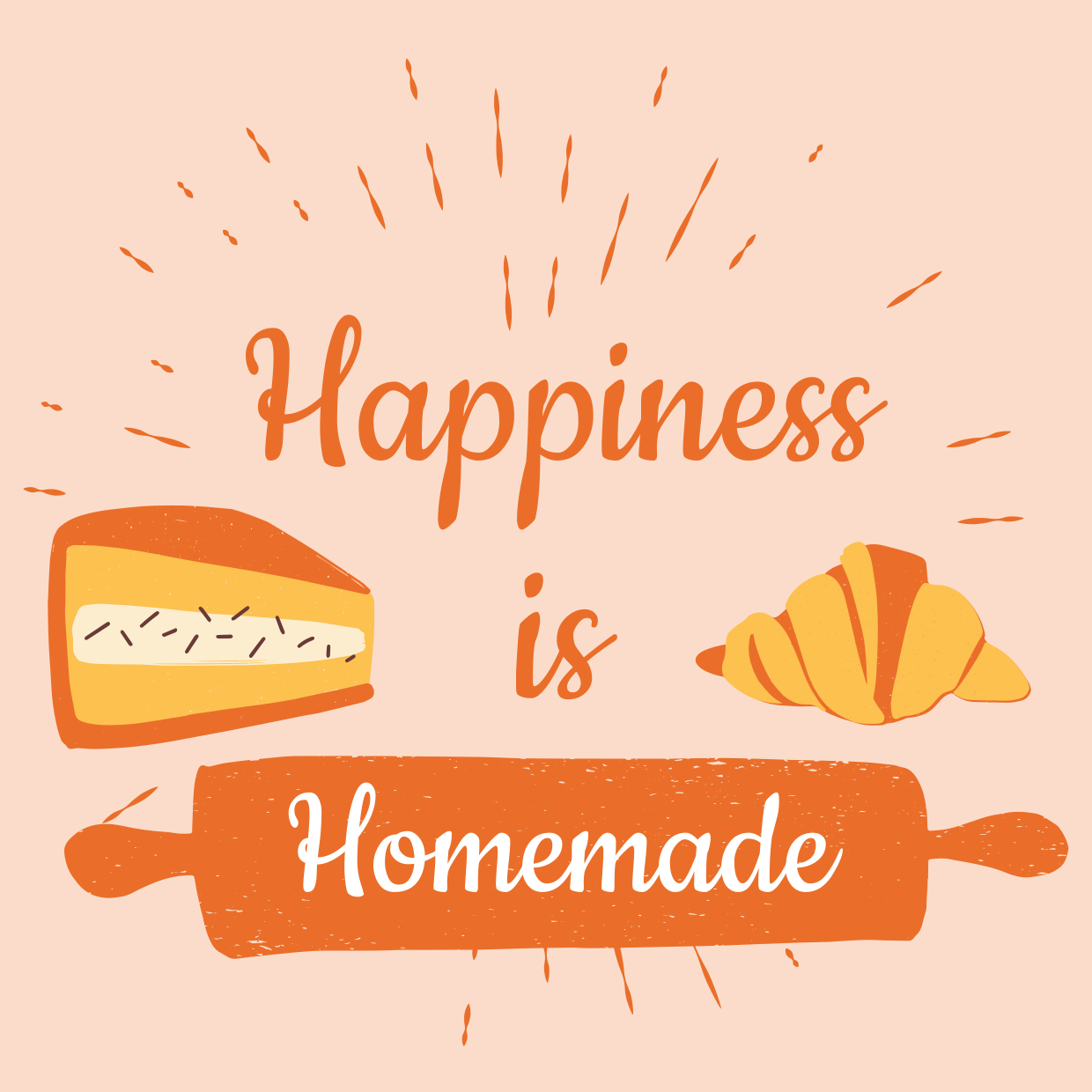 Happiness Is Homemade Food and Kitchen Slogan Template | Square Signs