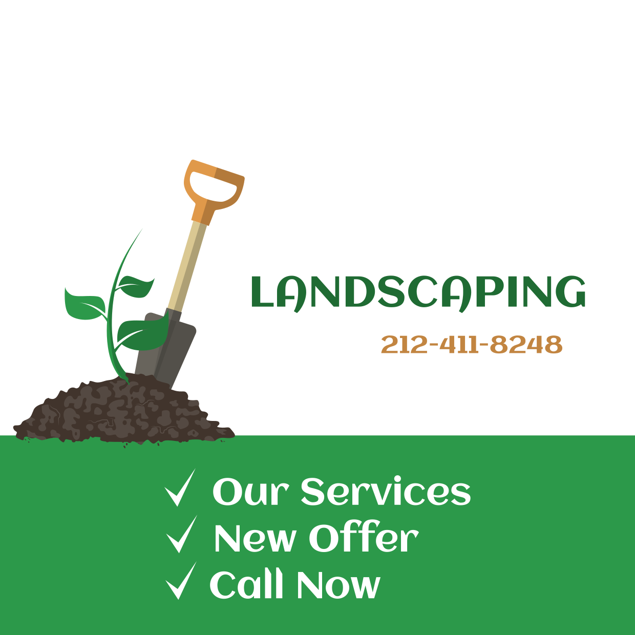 Plant With Shovel Landscaping Lawn Care Services Template | Square Signs