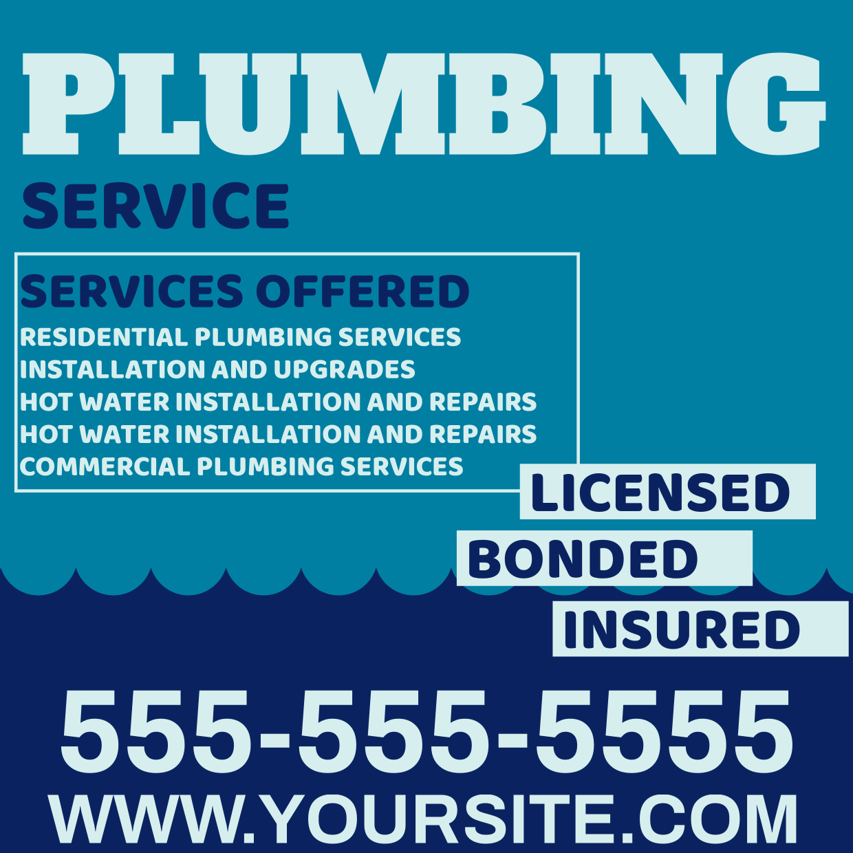 Plumbing Service Credentials, Text and Elements Template | Square Signs