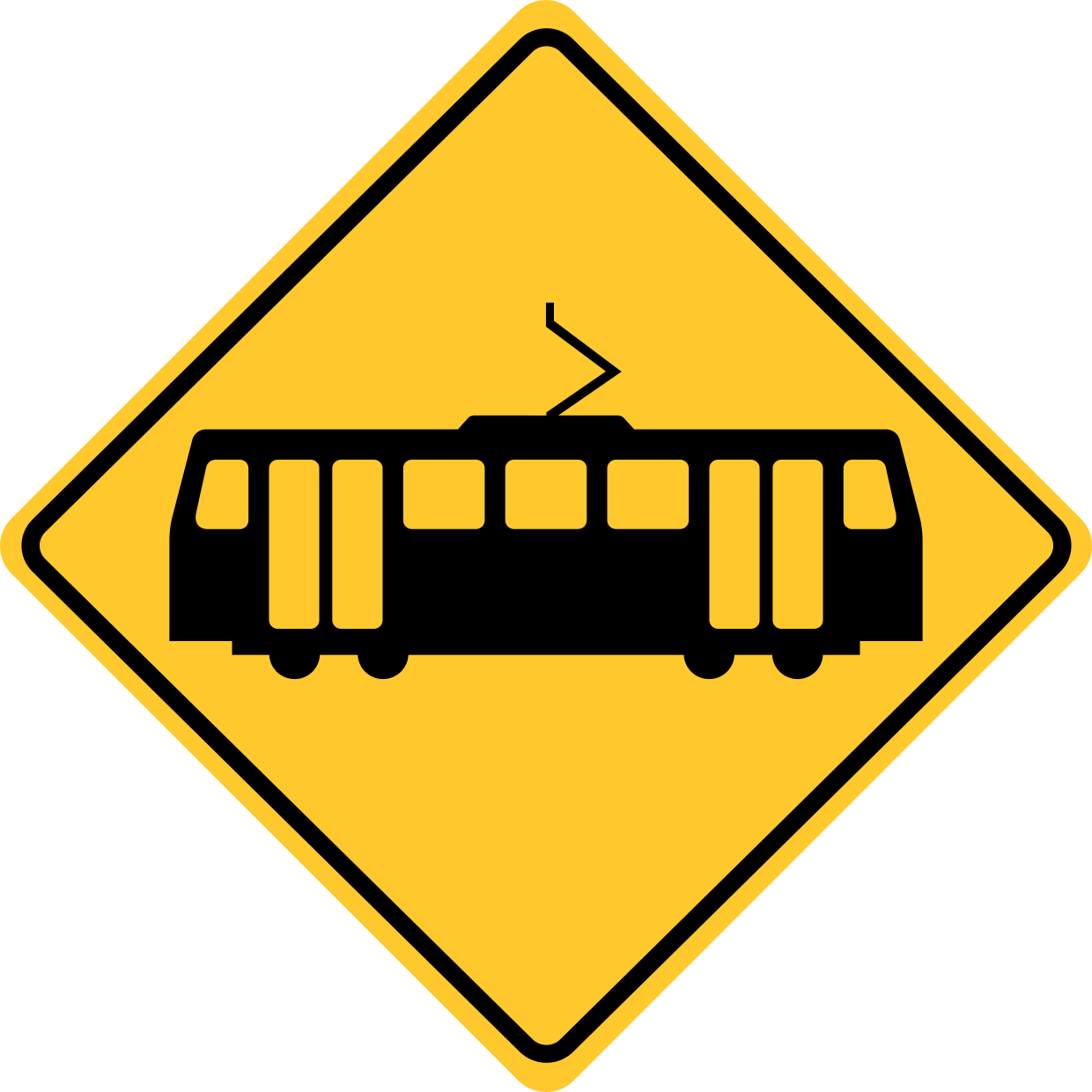 Vibrant Yellow Warning Rail Crossing Sign Template | Square Signs