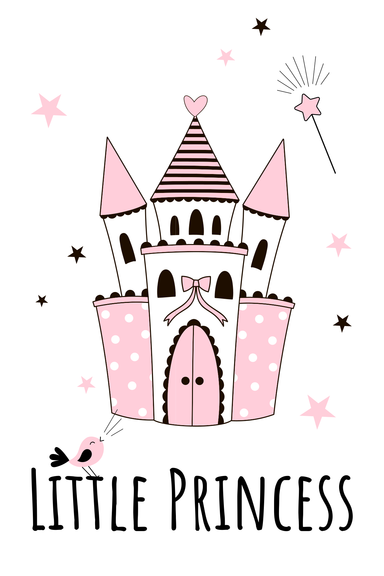Enchanted Elegance Pink Little Princess Castle Sign Template | Square Signs