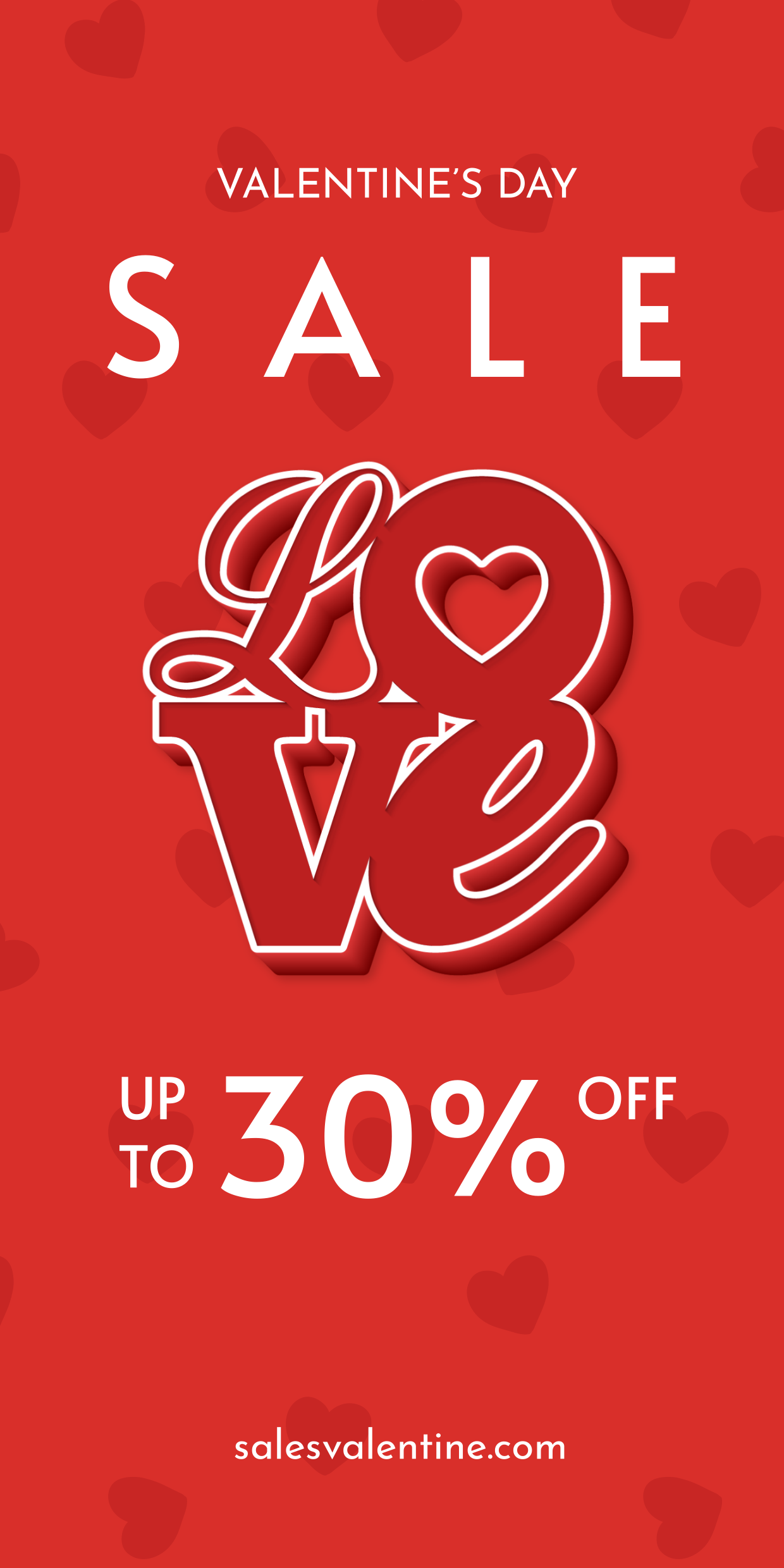 Heart-Themed Valentine's Day 30% Off Sale Sign Template | Square Signs