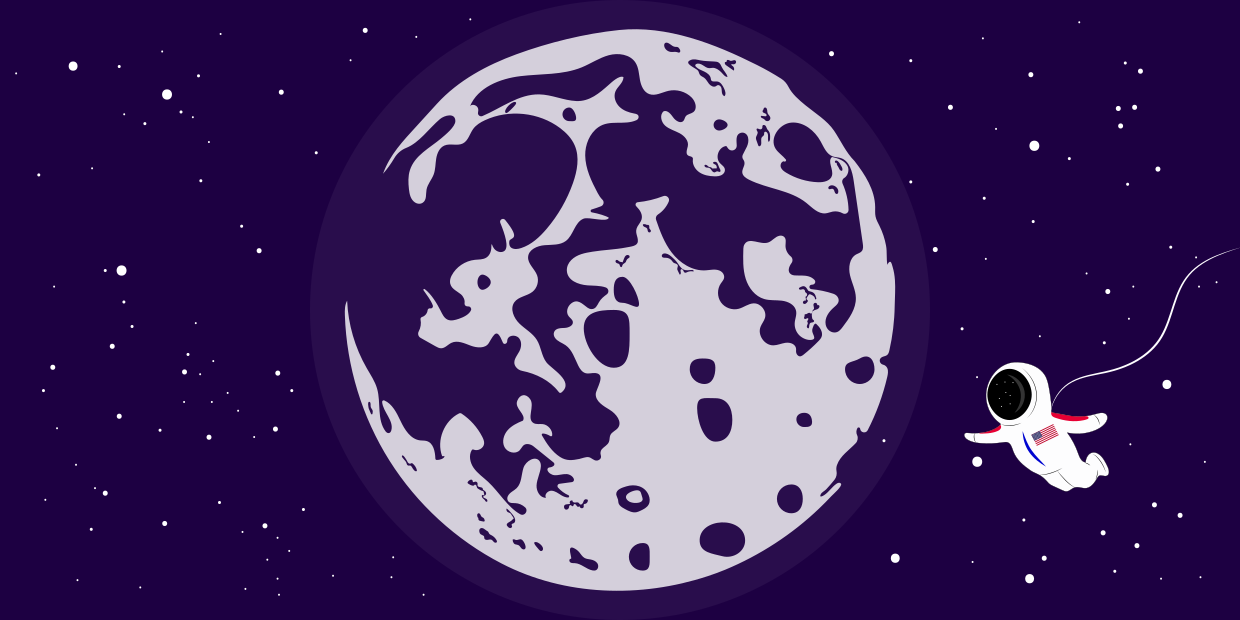 Astronaut in Space With the Moon Space Sign Template | Square Signs