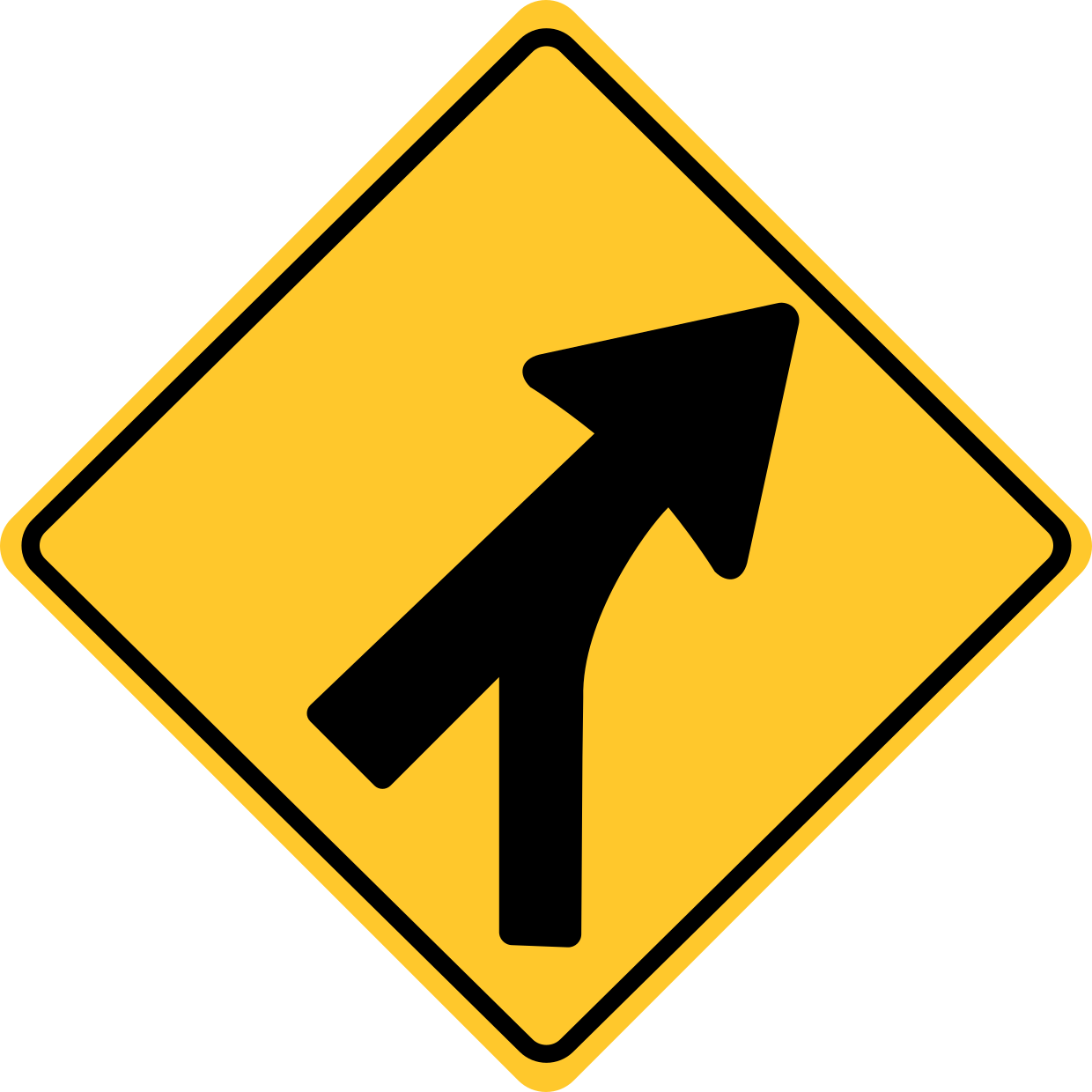 Change Or Give Way When Lanes of Traffic Merge Template | Square Signs