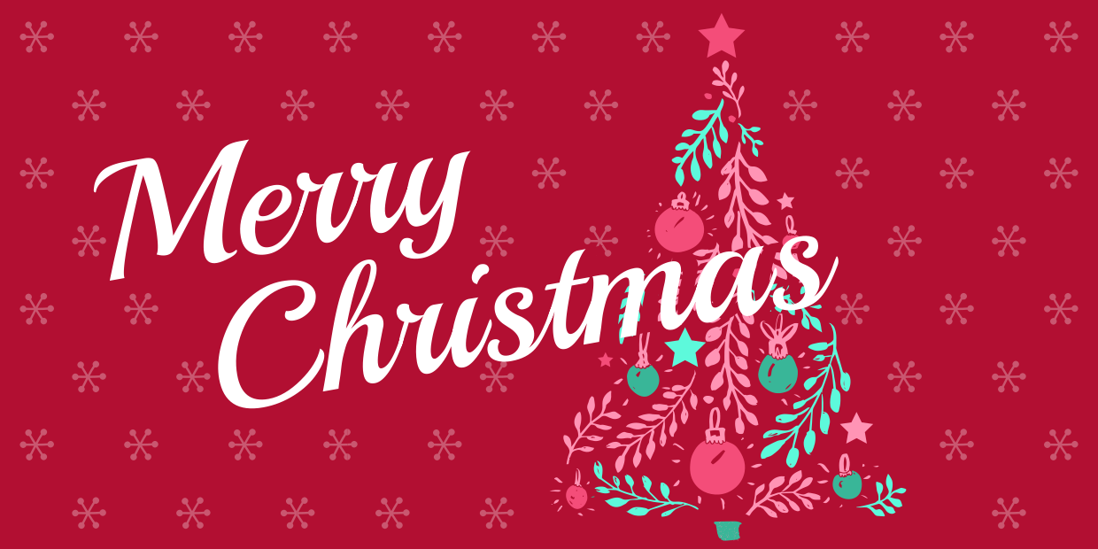 Merry Christmas Tree and Snowflake Pattern Holiday Template | Square Signs