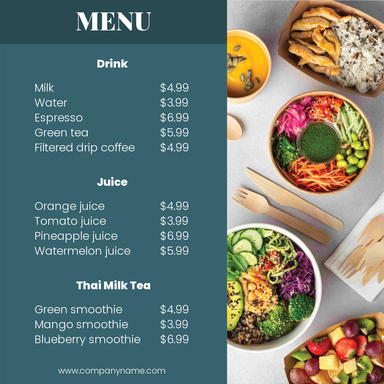 Minimalist Restaurant Menu Sign Template | Square Signs