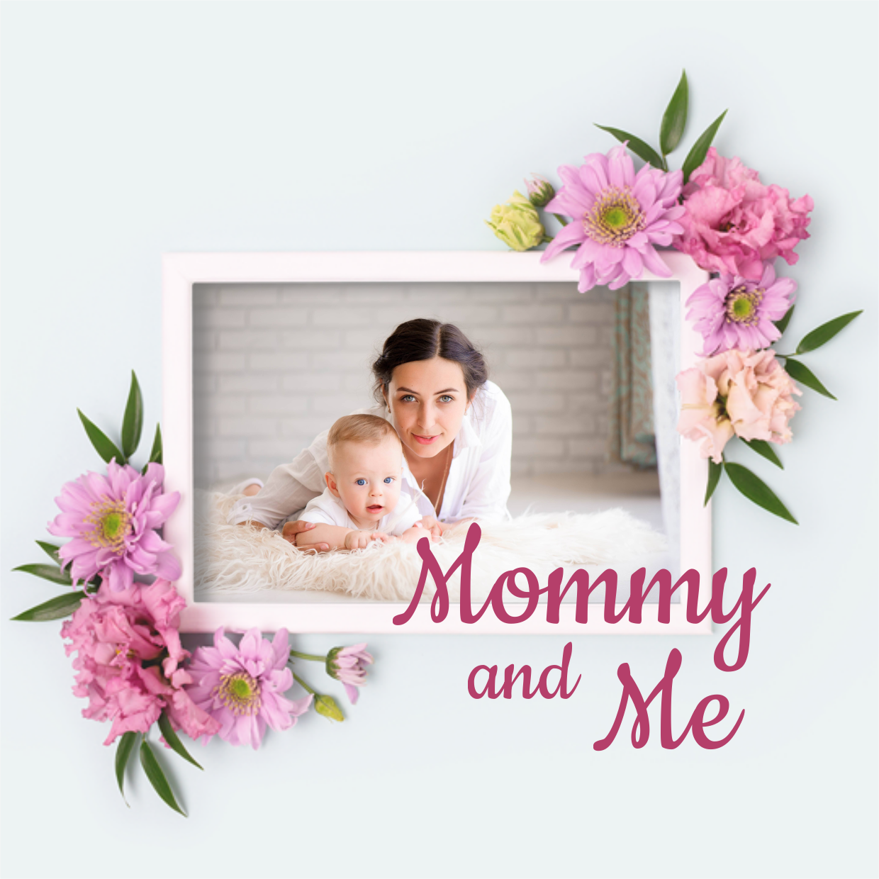 Floral Mother and Child Photo Sign Template | Square Signs
