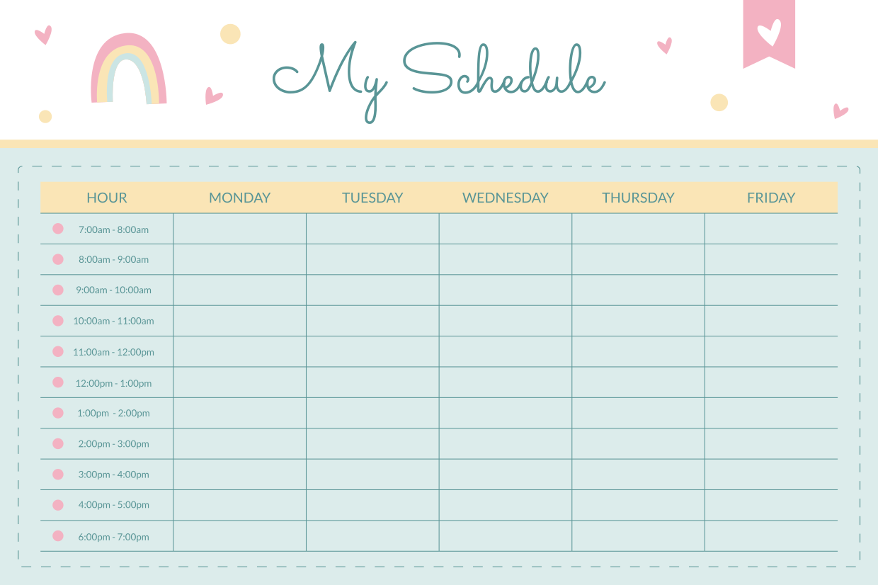 My Schedule Weekly Planner Sign Template | Square Signs