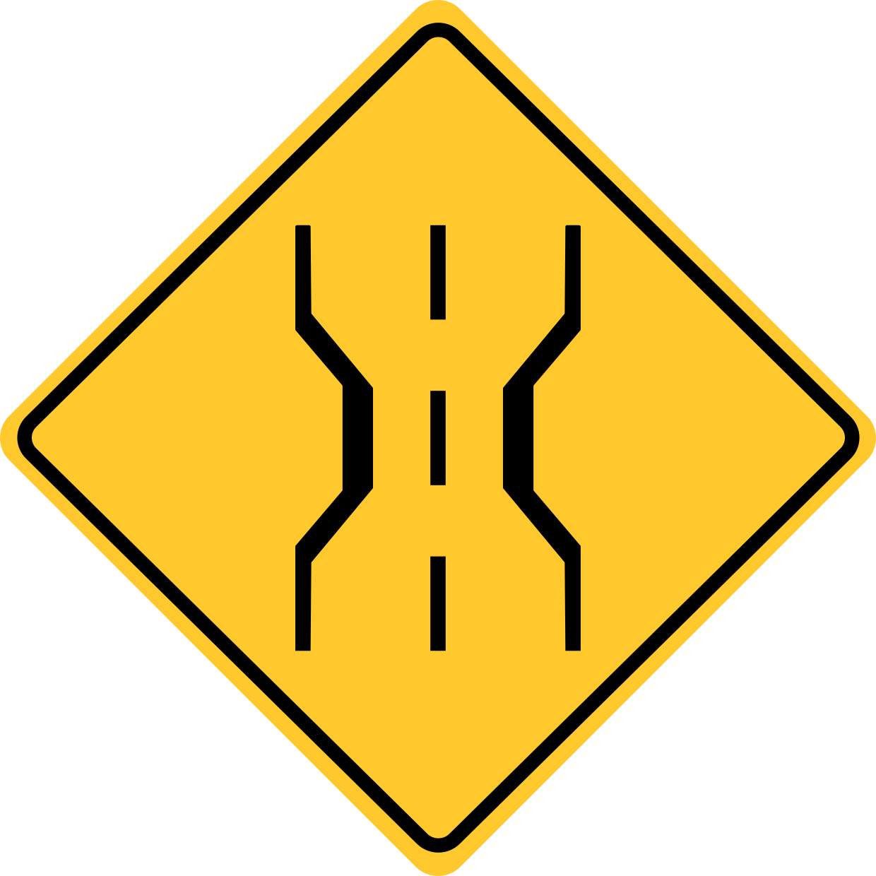 Narrow Bridge Two Traffic Lanes Only Road Sign Template | Square Signs