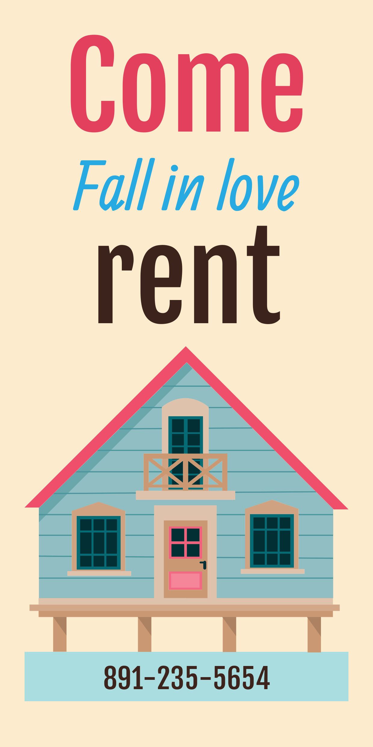 Charming Cottage Illustration House For Rent Template | Square Signs