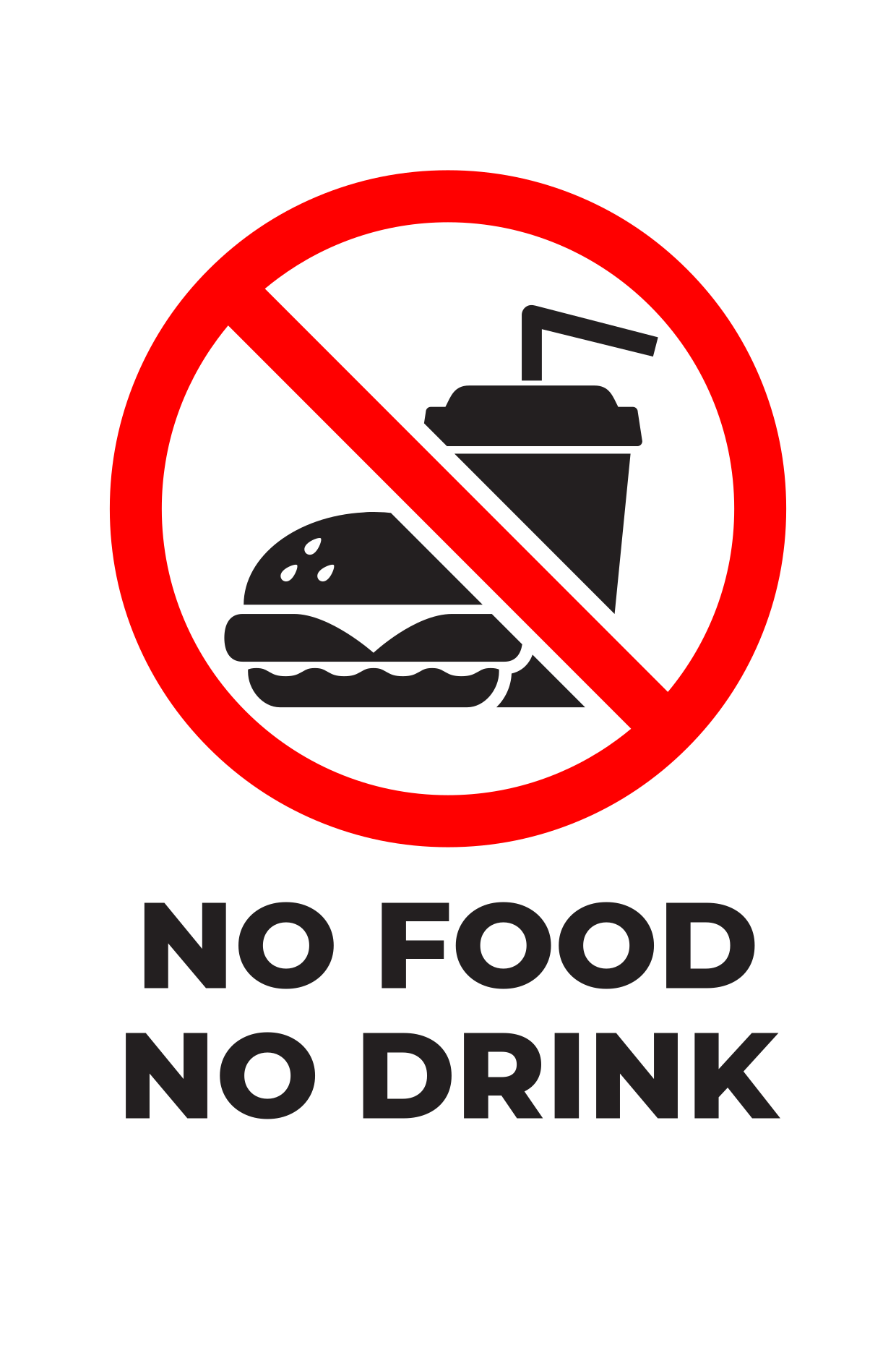 No Food No Drink Round Notice Sign Template | Square Signs