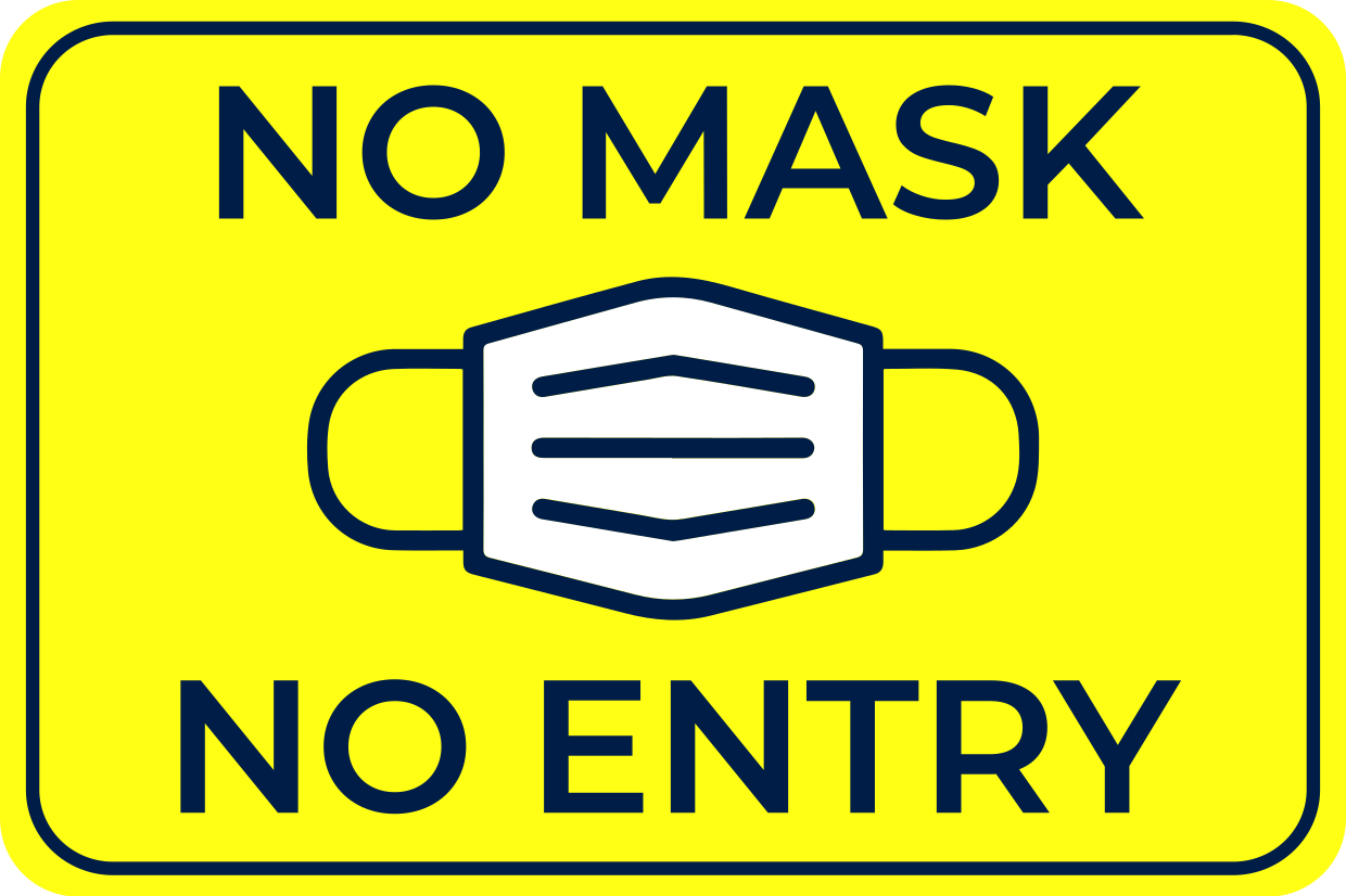 No Mask No Entry Yellow Rectangular Warning Sign Template | Square Signs