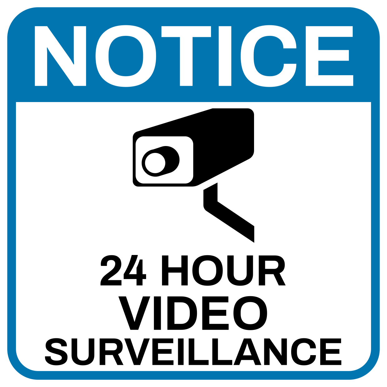 24 Hour Video Surveillance With Video Icon Sign Template | Square Signs