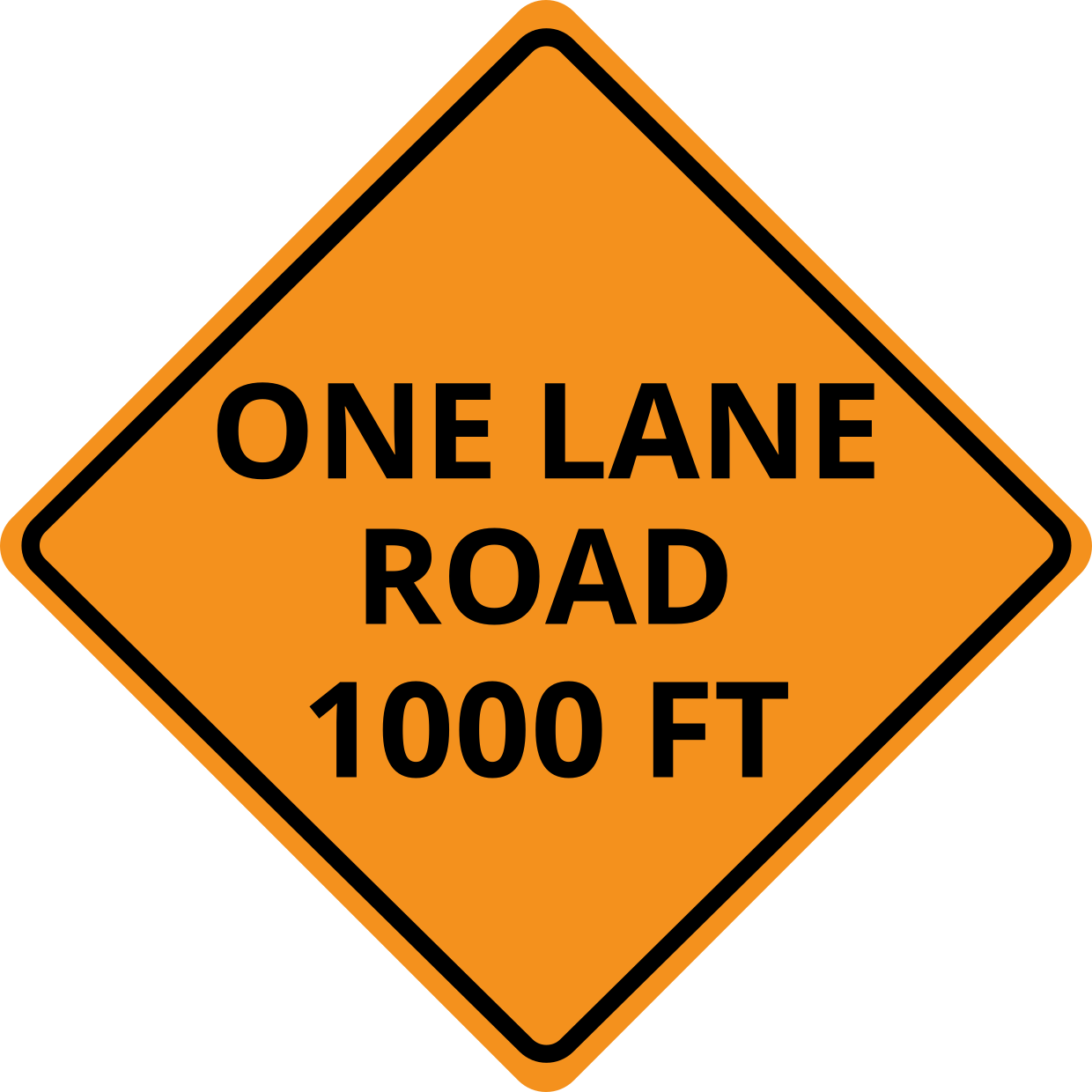 One Lane Road 1000 Feet Ahead Road Sign Template | Square Signs