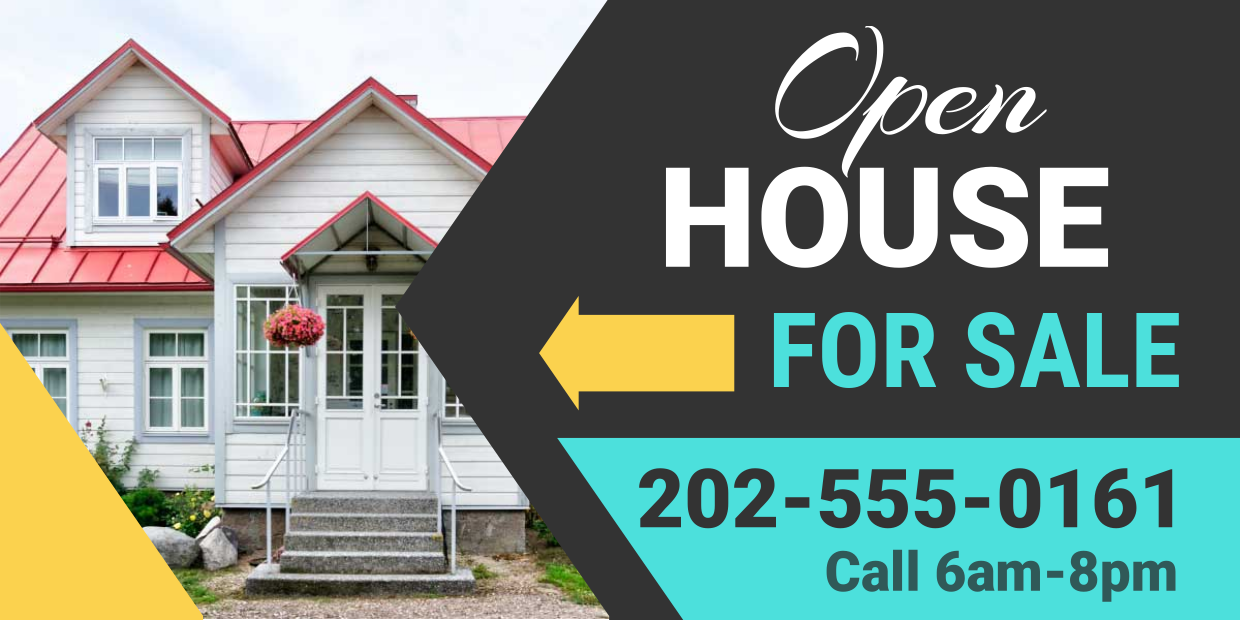 Red Tiled Roof Photo for Open House Property Sign Template | Square Signs