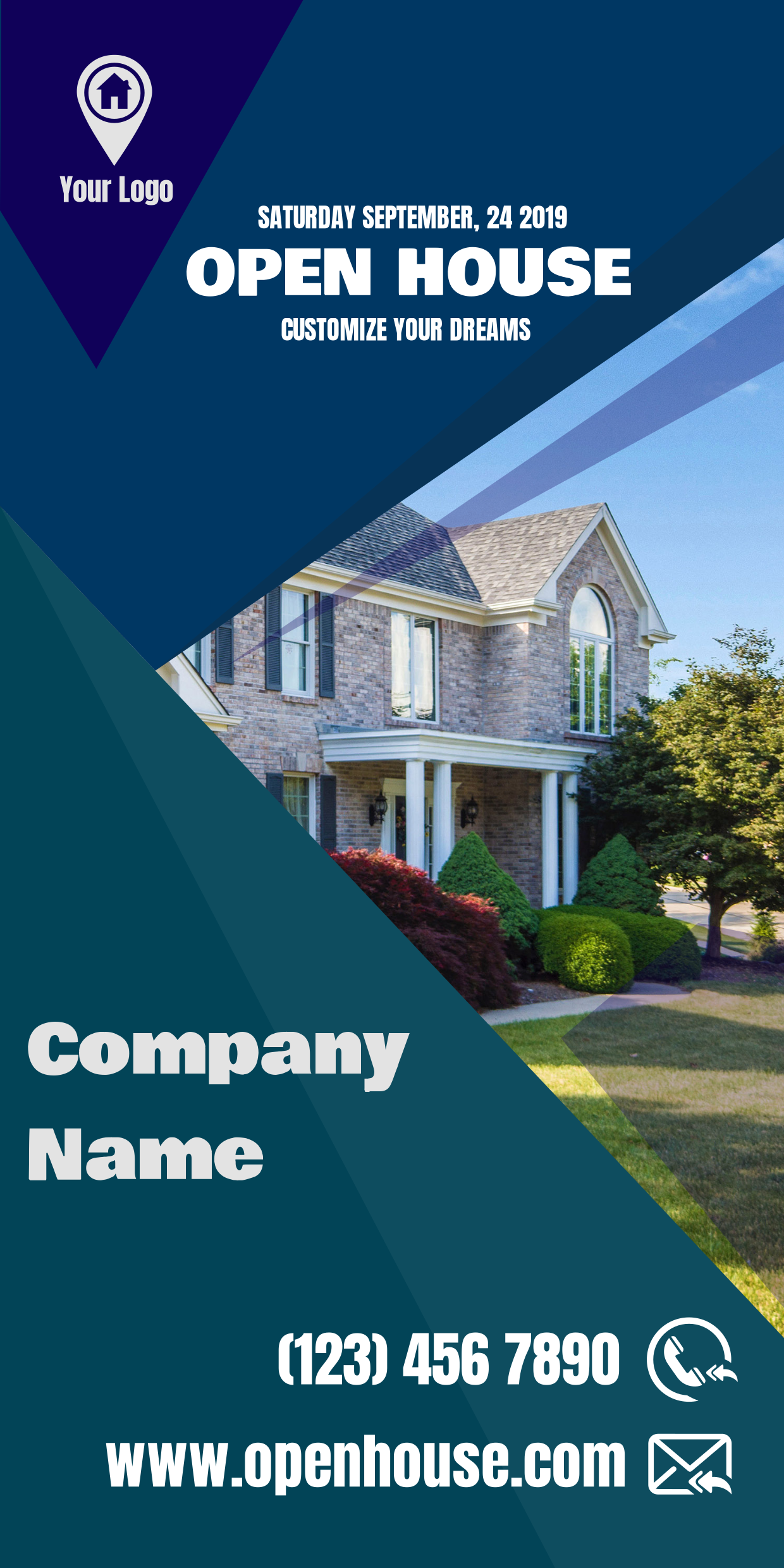 Geometric Shapes and Photo of Open House Property Template | Square Signs