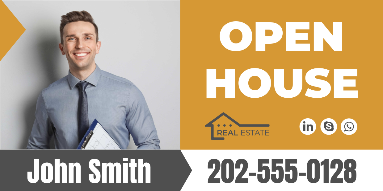 Realtor Portrait for Open House Property Template | Square Signs