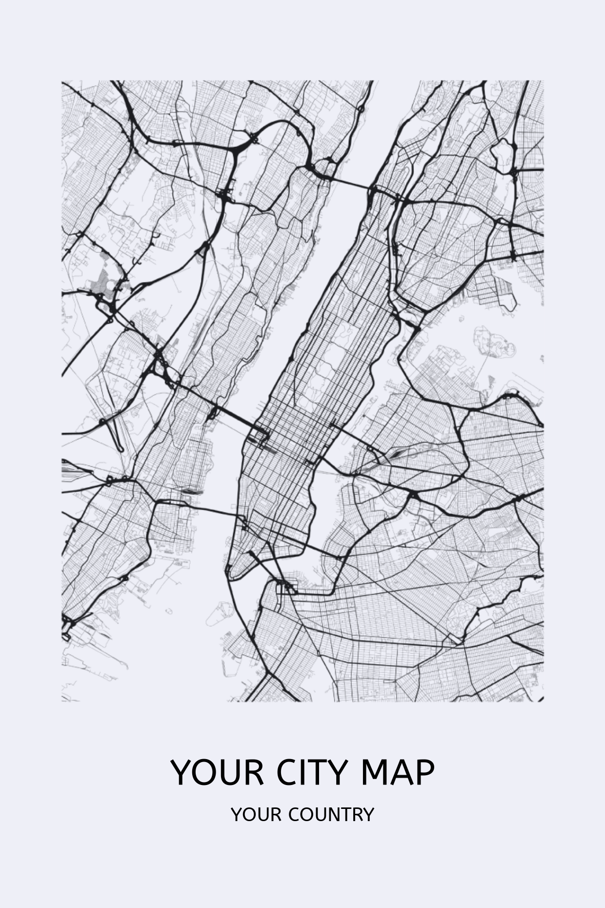 Your City Map Your Country Grey Hues Sign Template | Square Signs