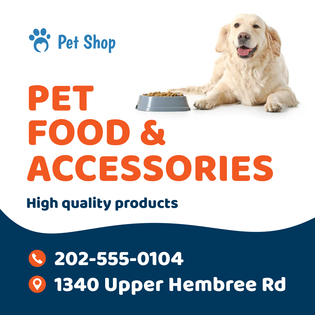Pet Shop Food and Accessories Labrador Photo Template | Square Signs