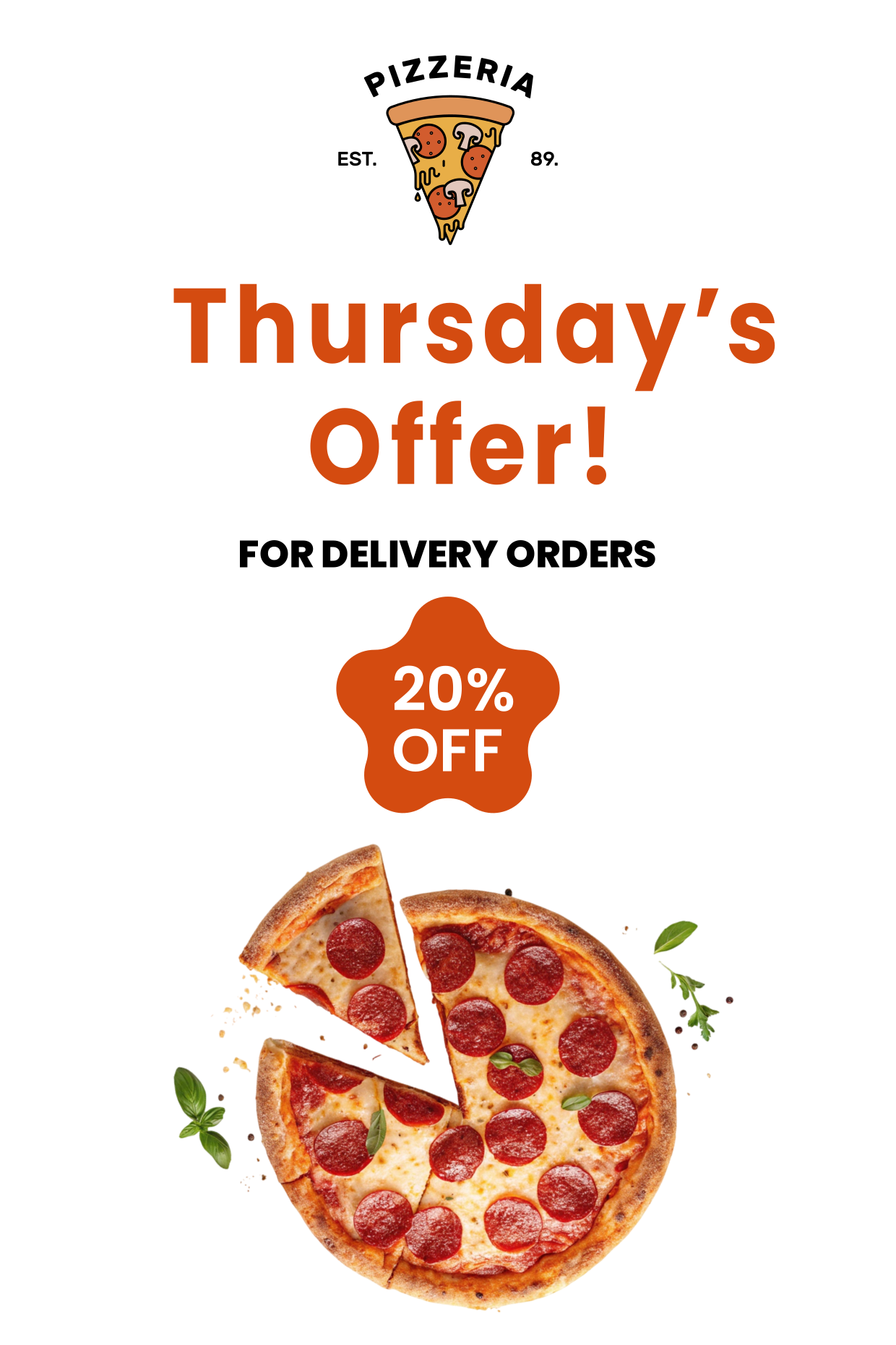 Thursday Pizza Special Table Tent Sign Template | Square Signs