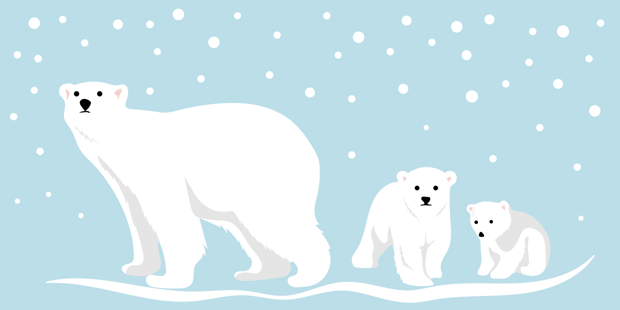 Polar Bears Walking in the Snow Animal Sign Template | Square Signs