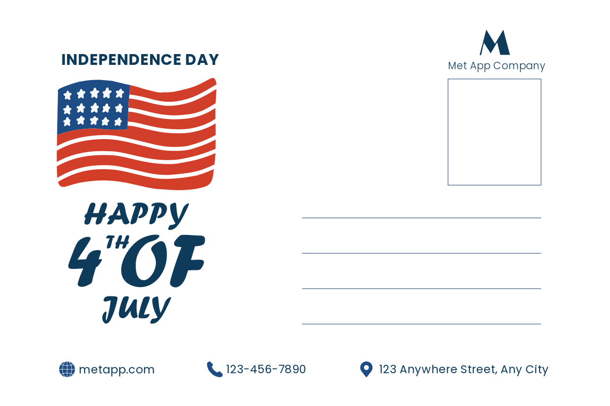 July 4th American Flag Postcard Sign Template | Square Signs