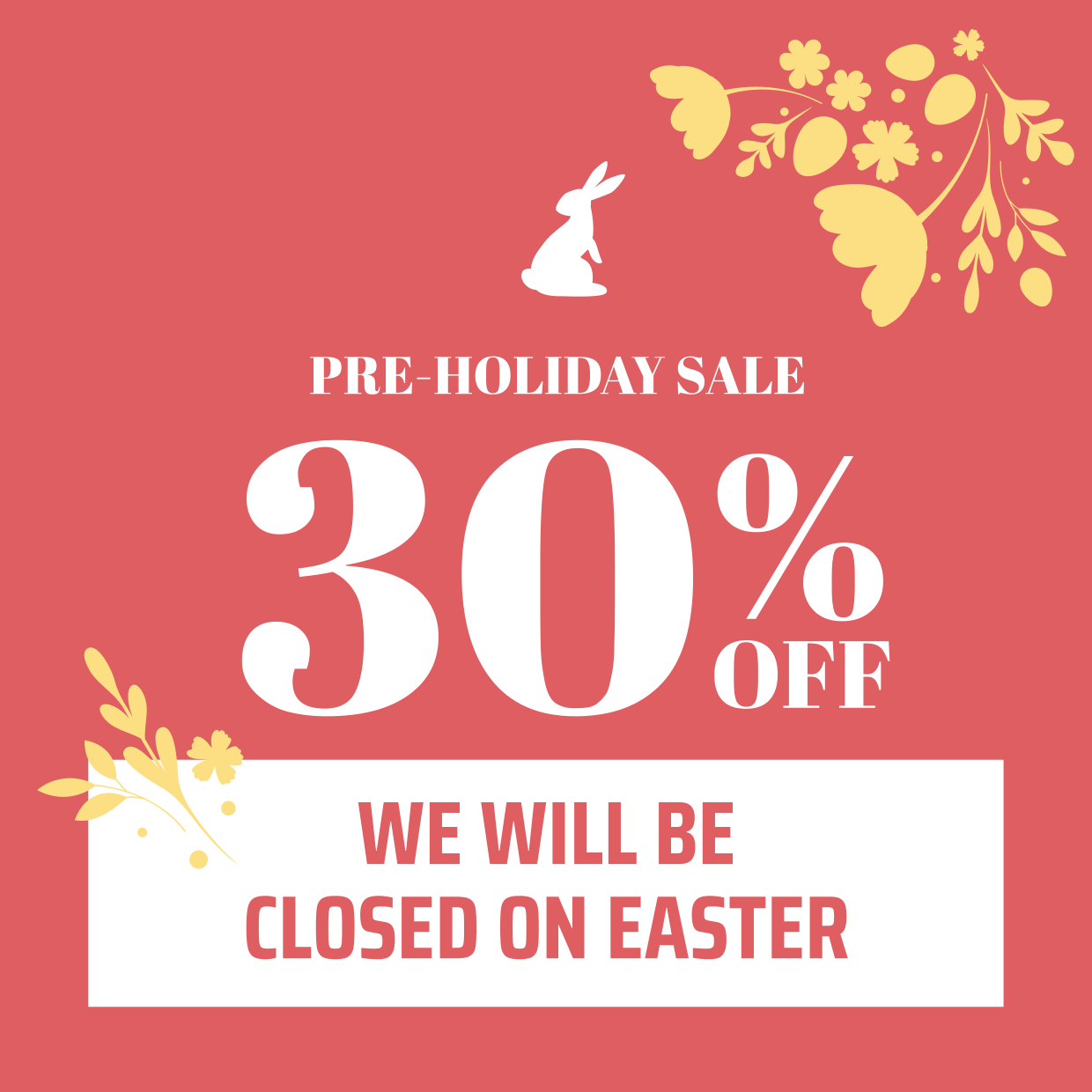 Coral-Themed Easter Pre-Holiday Sale Sign Template | Square Signs