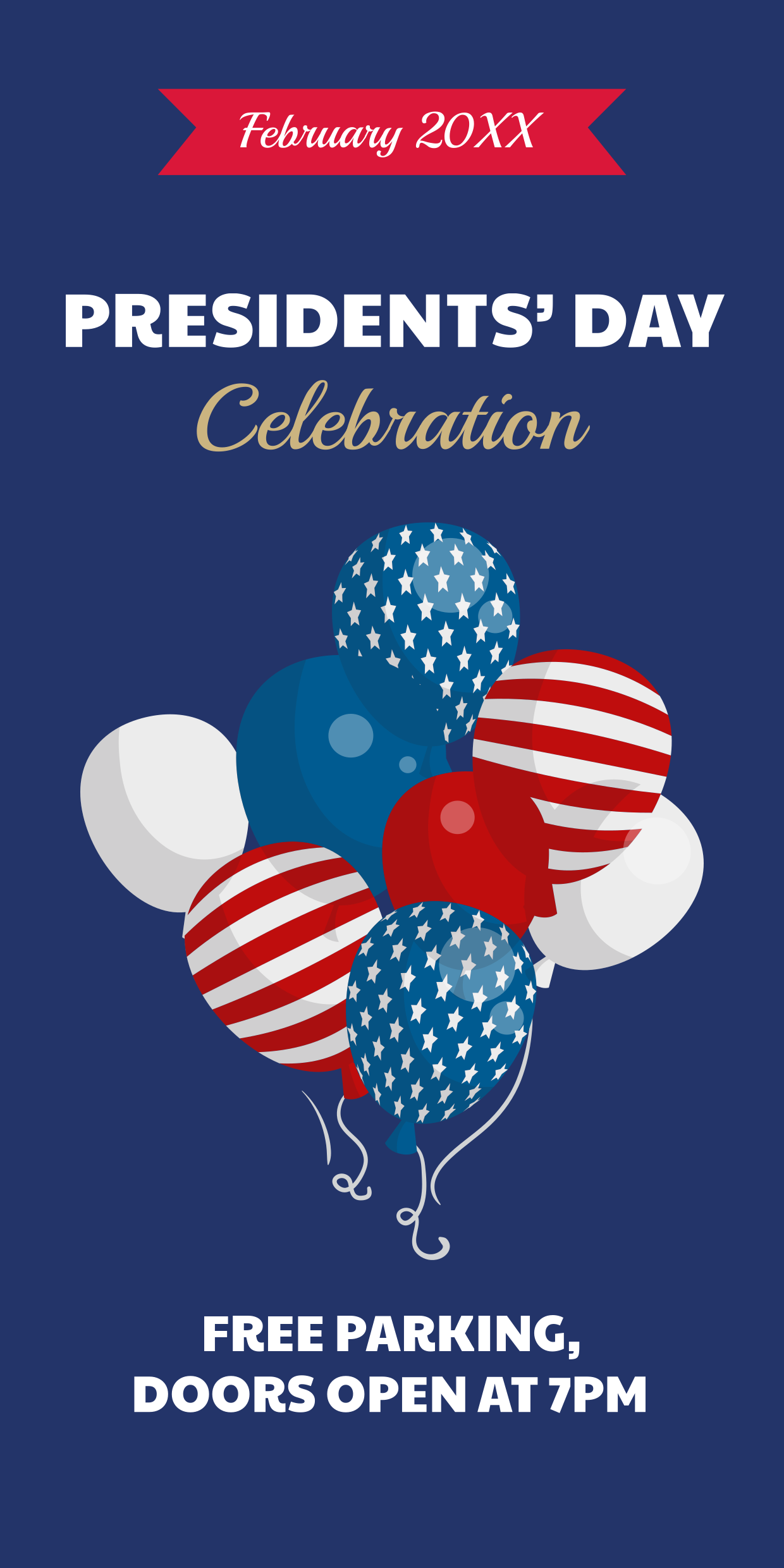 Bunch of American Flag Balloons Presidents' Day Template | Square Signs